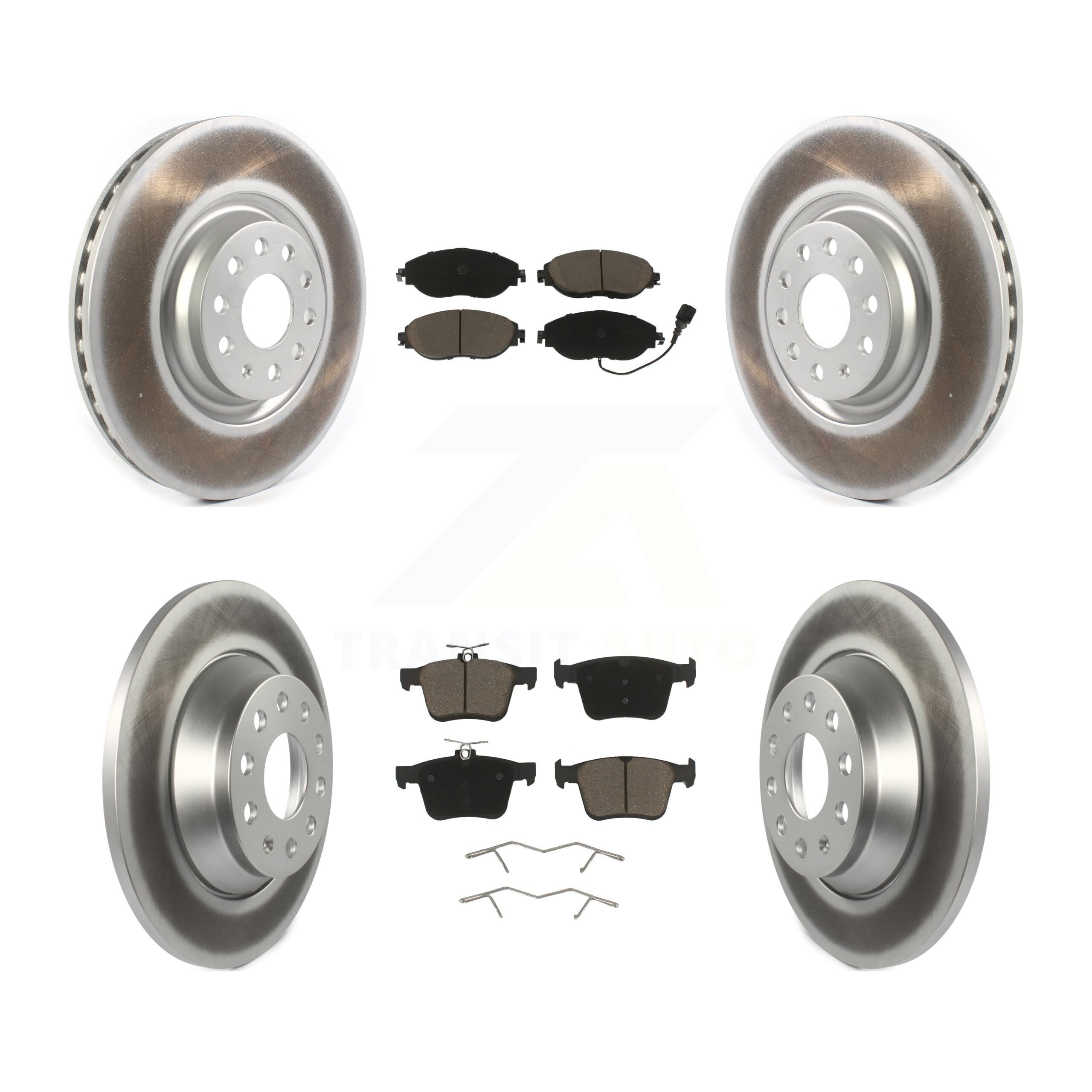 Transit Auto Front Rear Coated Disc Brake Rotors And Ceramic Pads Kit ...