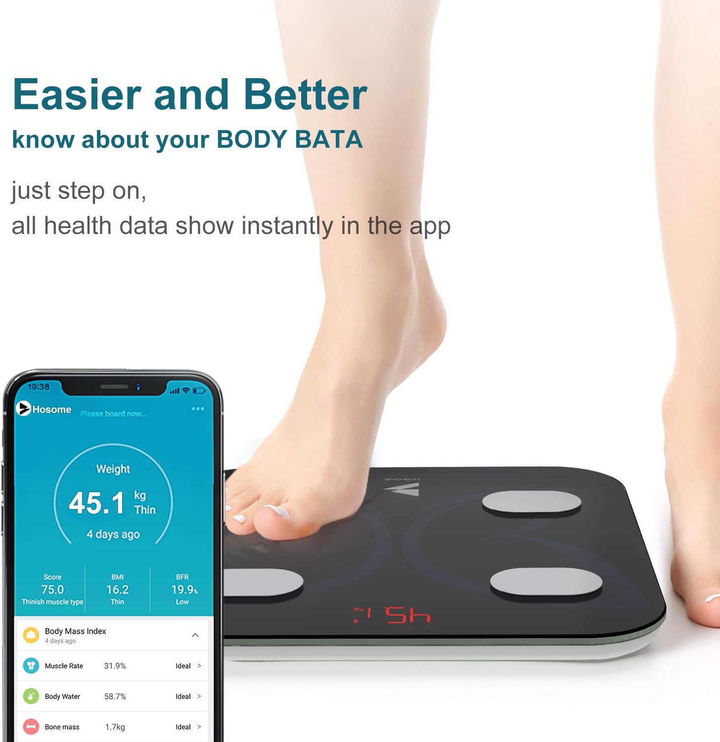 Bathroom Scales, Hosome Bluetooth Body Fat Scale Body Composition ...