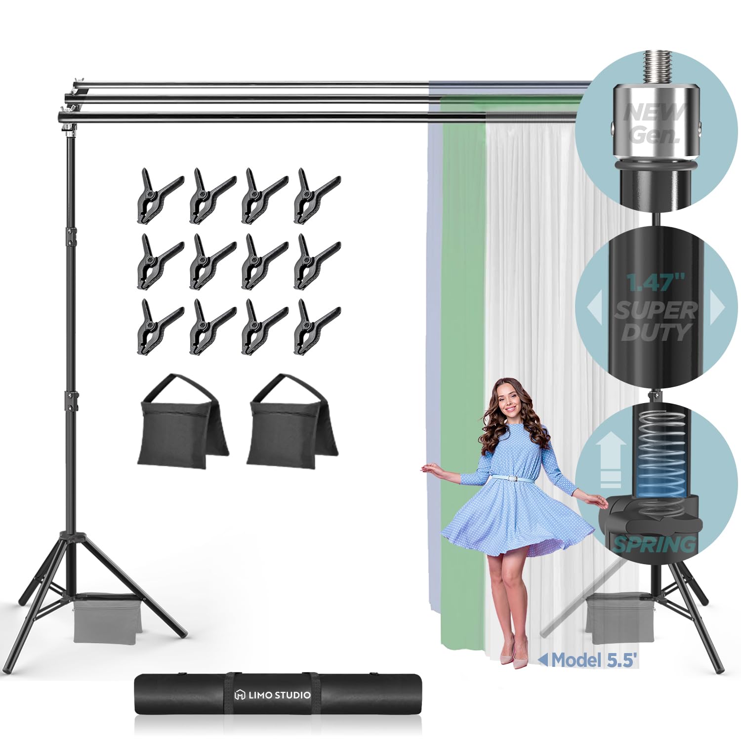 LimoStudio [Super Heavy Duty] 10.1 x 10.4 feet Triple Crossbar Backdrop ...