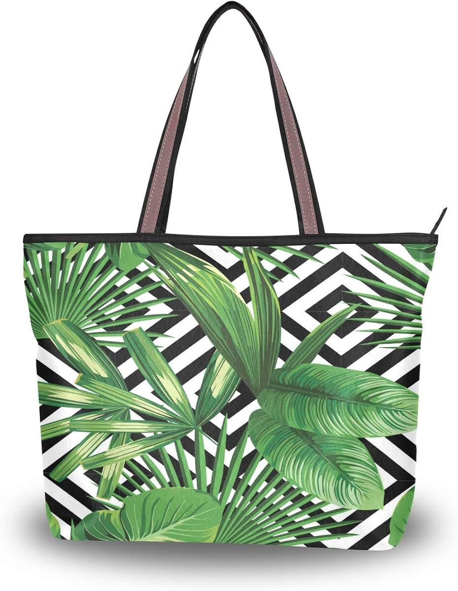 Amazon.com: QMXO Tropical Palm Leaves Geometric Handbags and Purse for ...