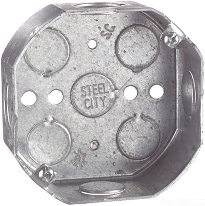 Steel City 54151-3/4 Outlet Box, Octagon, Drawn Construction, 4-Inch ...