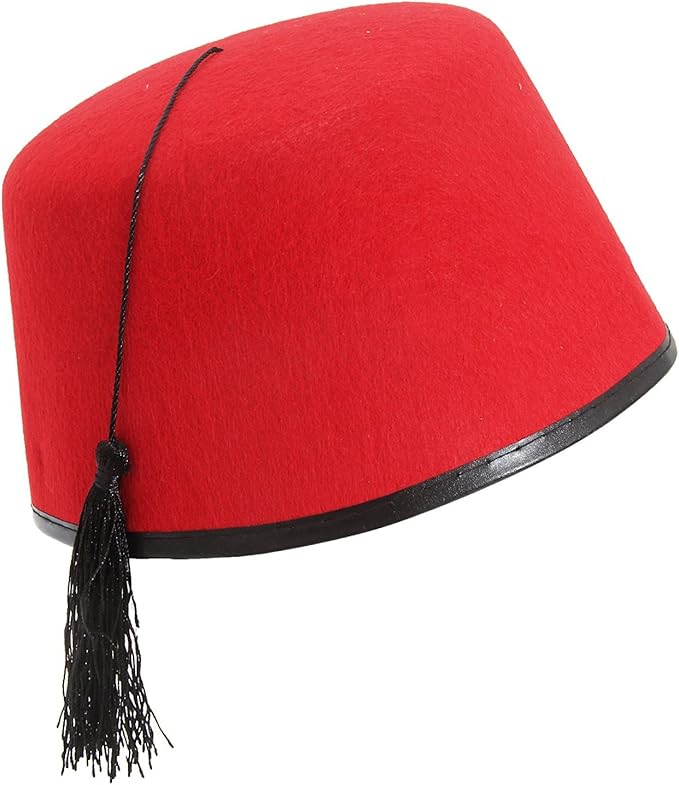 Unisex Red Fez Hat Tarboosh Tommy Cooper Moroccan Turkish Fancy Dress ...