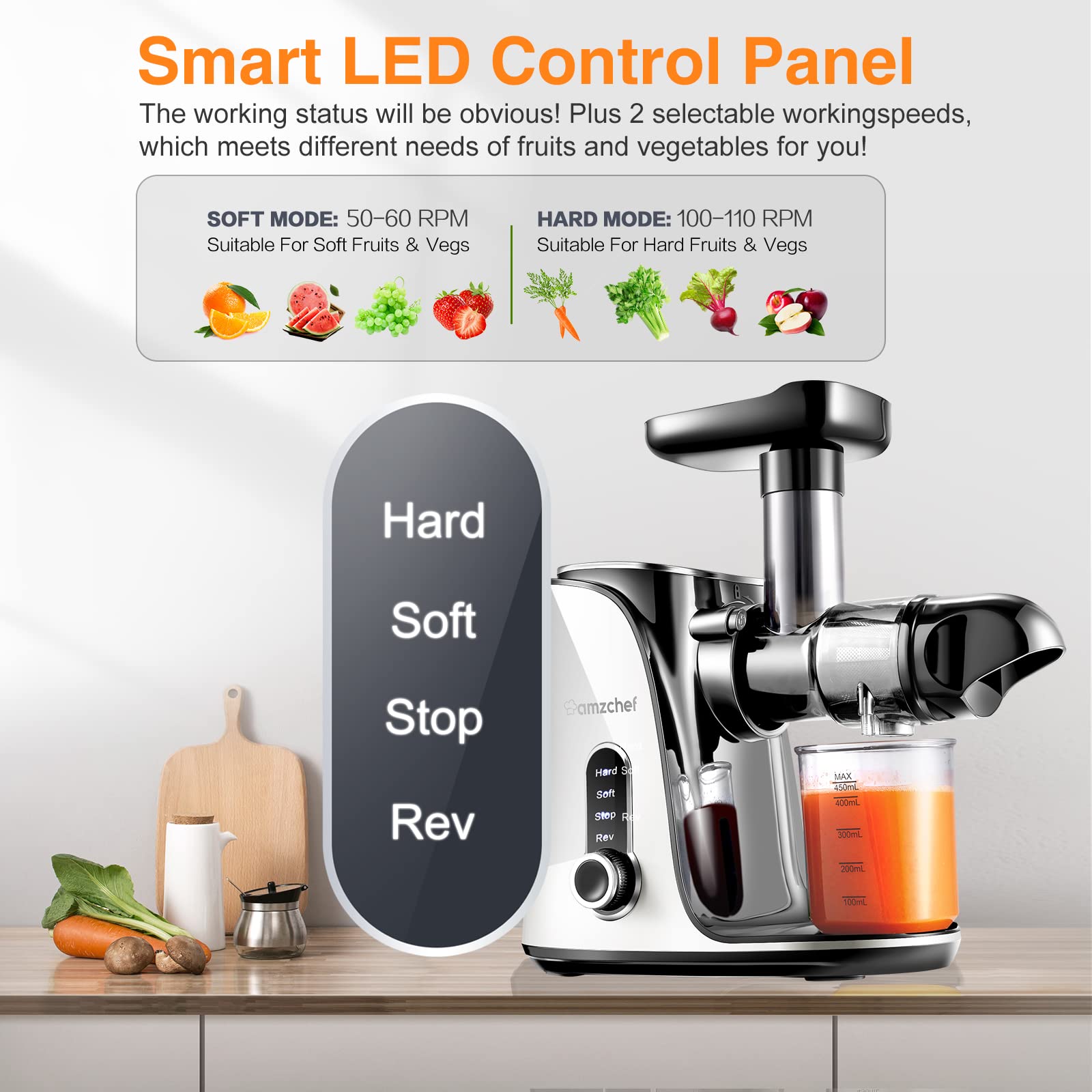 Mua AMZCHEF Slow Juicer Machine - Cold Press Juicer with Two Speed ...