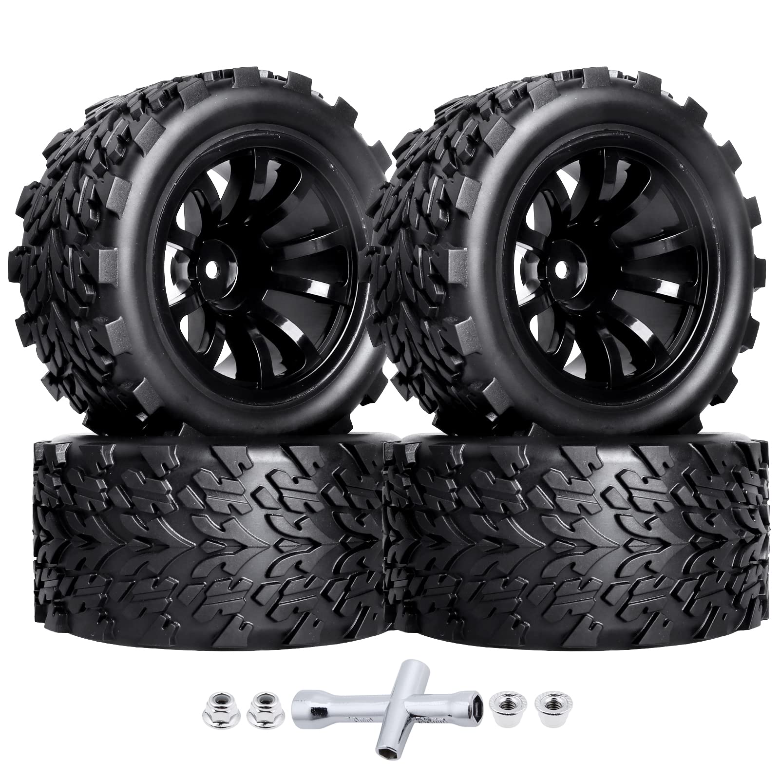 HobbyPark PreGlued Mounted 12mm Hex Hubs RC Truck Tires and Wheels 2.8 Tires with Foam Inserts ...