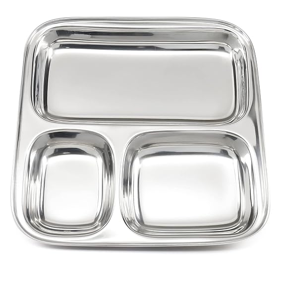 Buy MG Stainless Steel Square Dish for Lunch-Dinner Especially for Pav ...