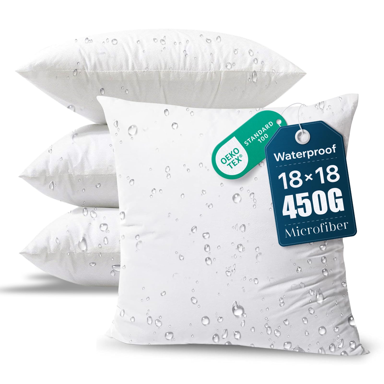 Phantoscope 18 x 18 Pillow Inserts - Pack of 4 Outdoor Water Resistant ...