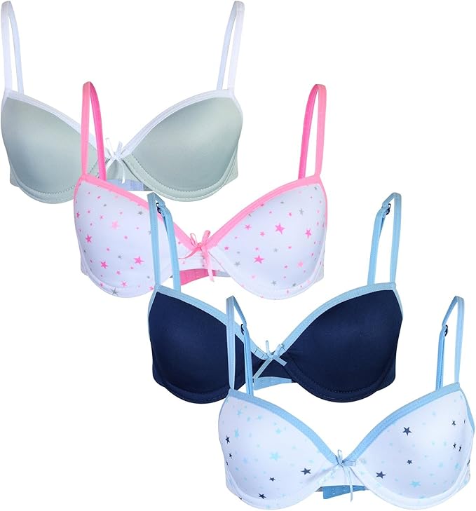 Amazon.com: Sweet & Sassy Girls' Padded Underwire Training Bra, 4-Pack ...