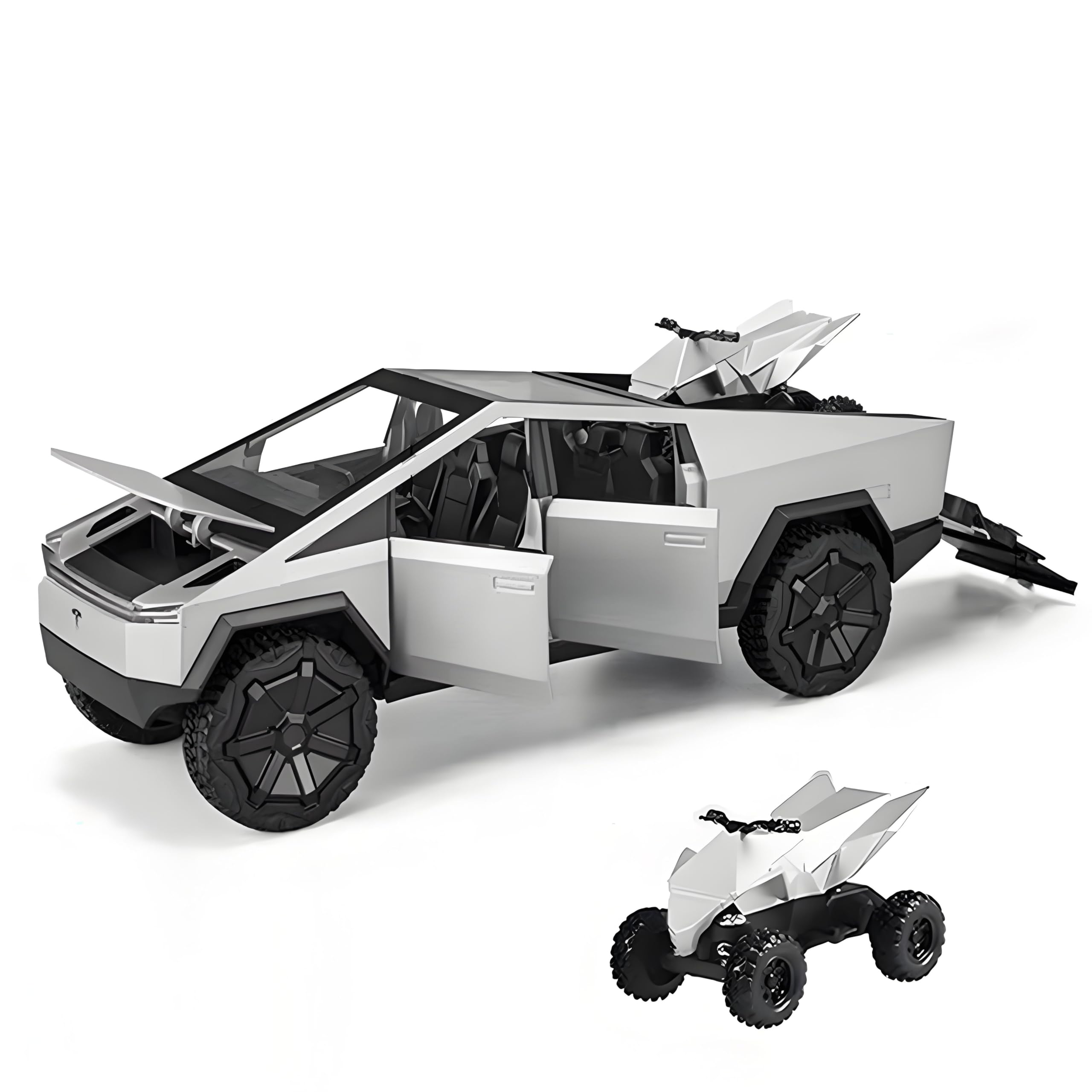 Cybertruck Toy Trucks with Motorcycle Diecast Metal Cyber Truck Model ...