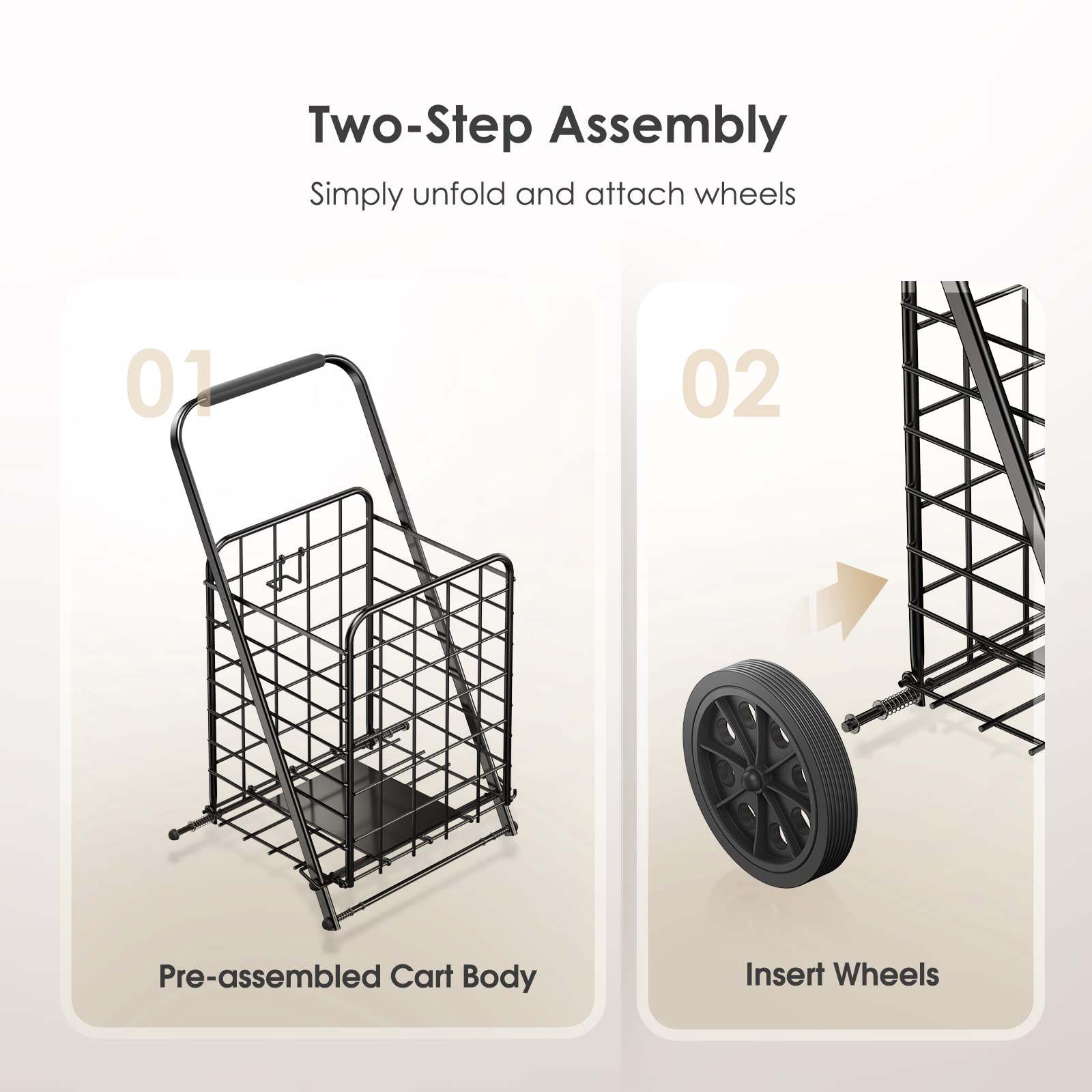 Amada Shopping Cart For Groceries With 176LBS/91L Large Capacity, Heavy ...