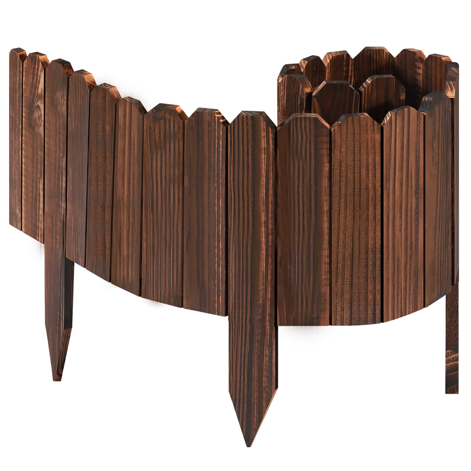 LINSHRY Wood Garden Edging Border, 2 Pack 7.9 in H x 3.9 ft L. Wooden ...