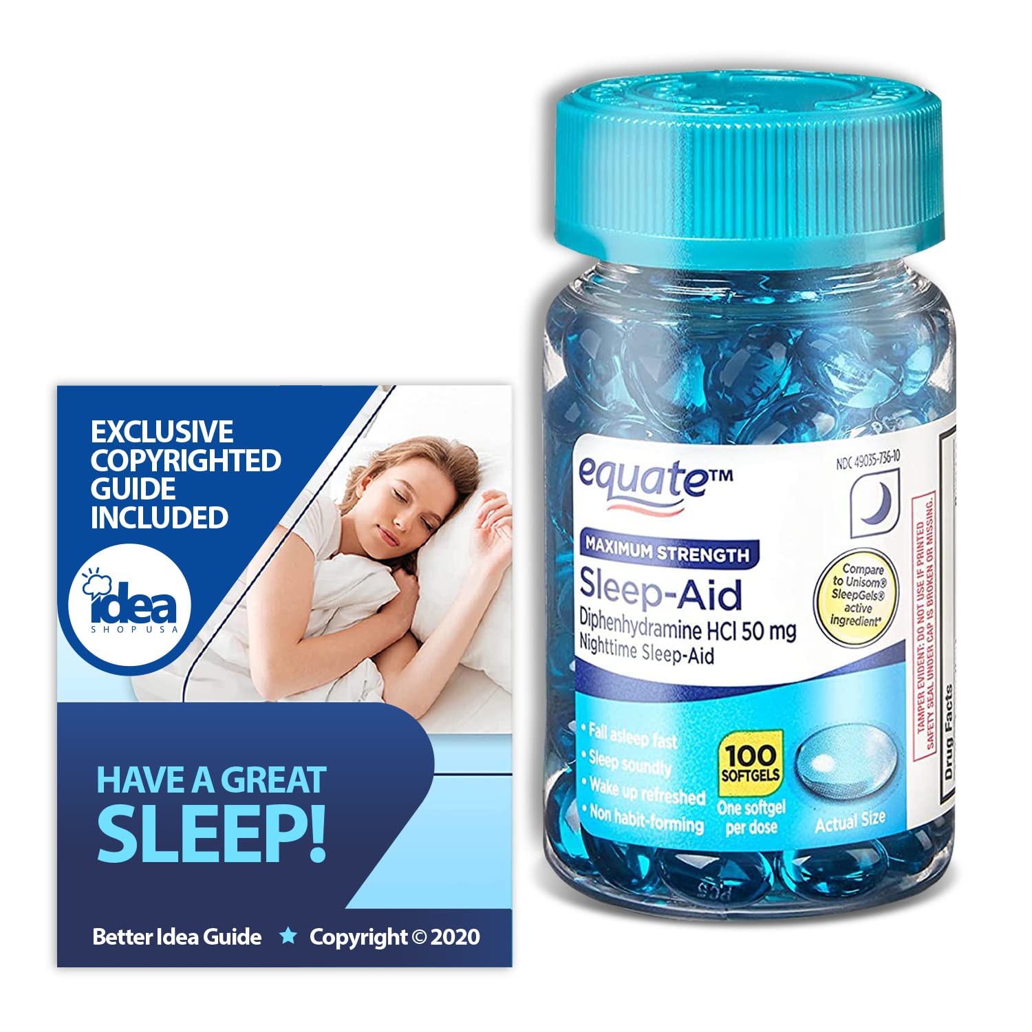 Mua Equate Maximum Strength Sleep-Aid Softgels 50mg, 100 Ct Bundle with ...