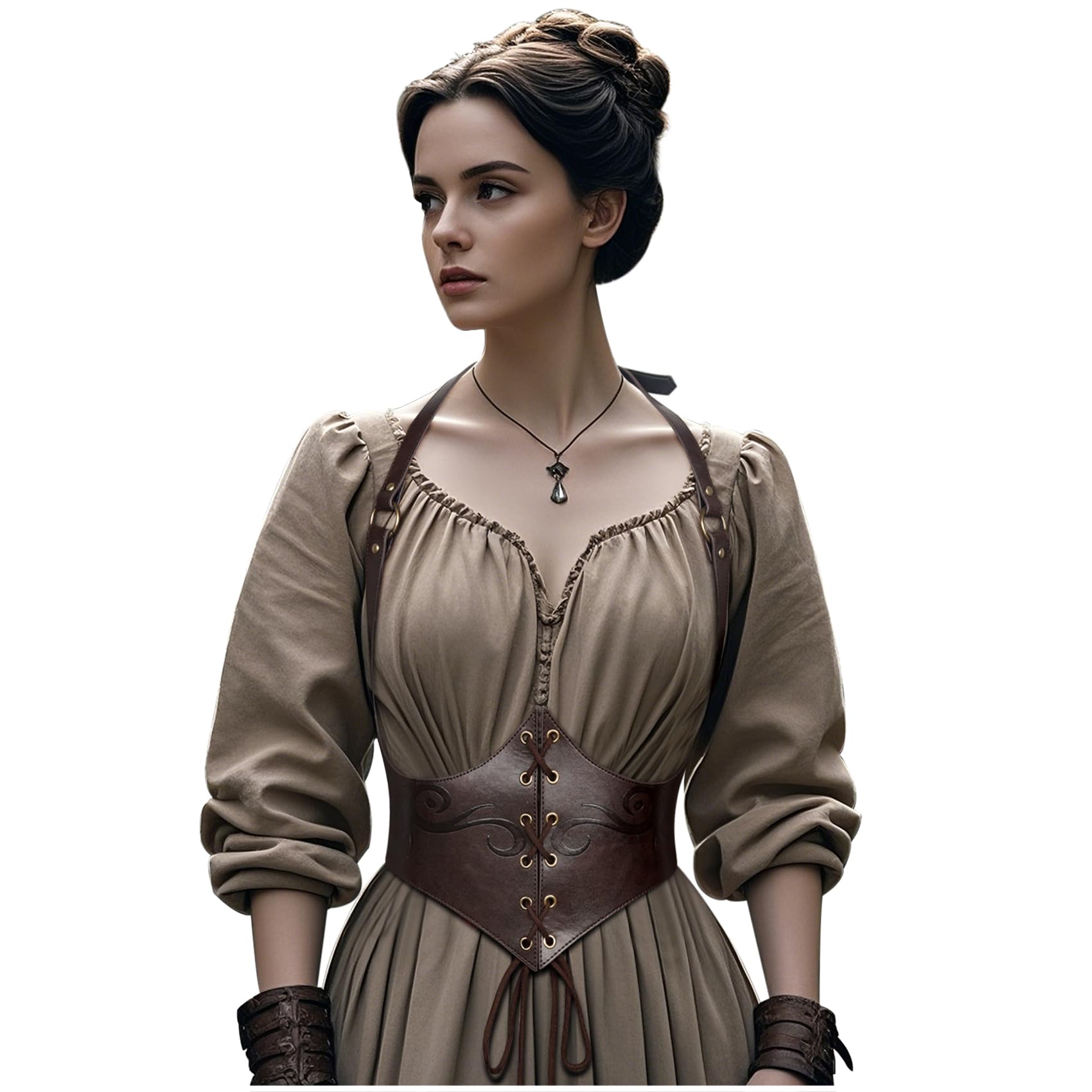 Joukavor Medieval Leather Corset Belt Renaissance Waist Cincher for ...