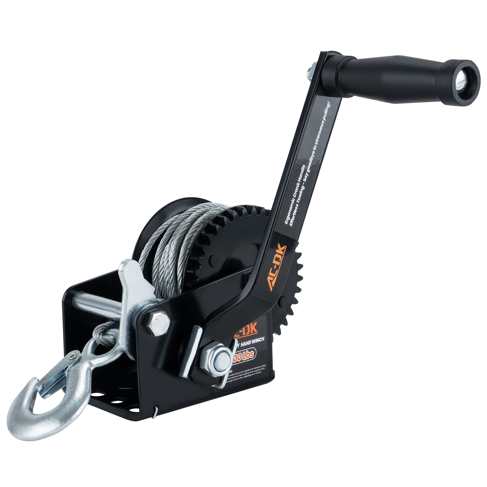 AC-DK 600lbs Heavy Duty Boat Trailer Winch with 19FT Steel Wire, 2-Way ...