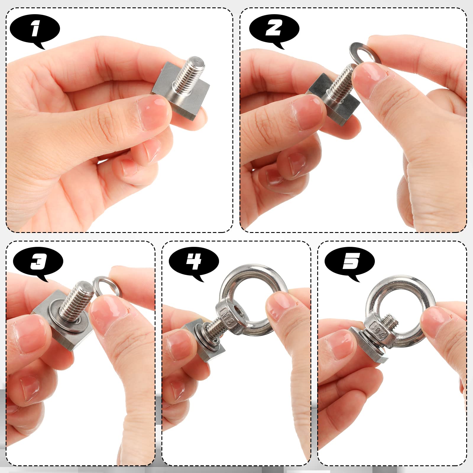 Mua 6 Sets M8 T Track Bolts, Eye Bolts with Nuts, 304 Stainless Steel ...