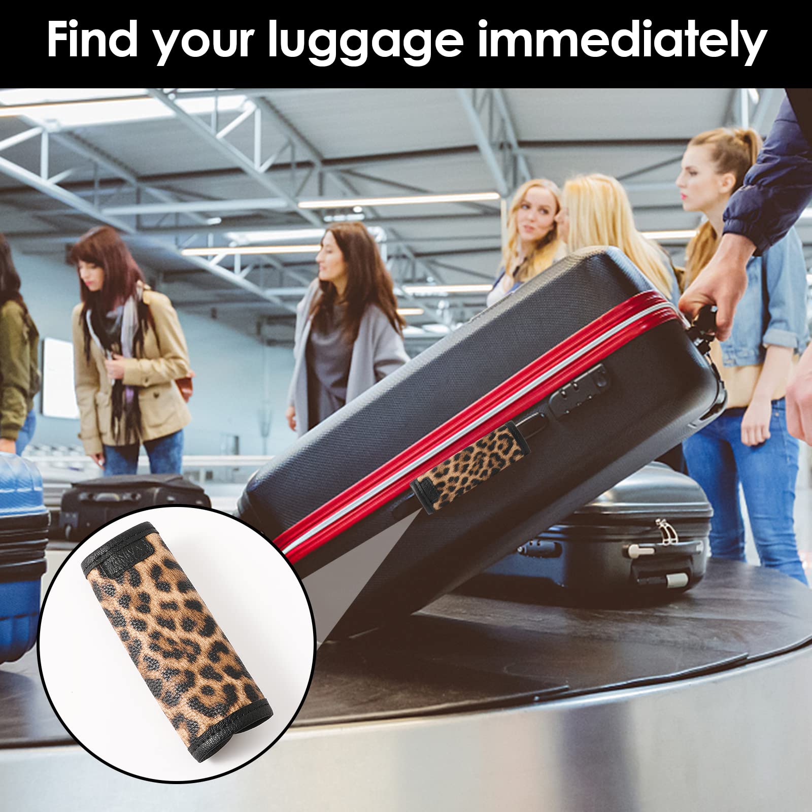 KINIVA Leather Luggage Handle Wrap 2 Pack Set,Luggage Identifiers Tags ...
