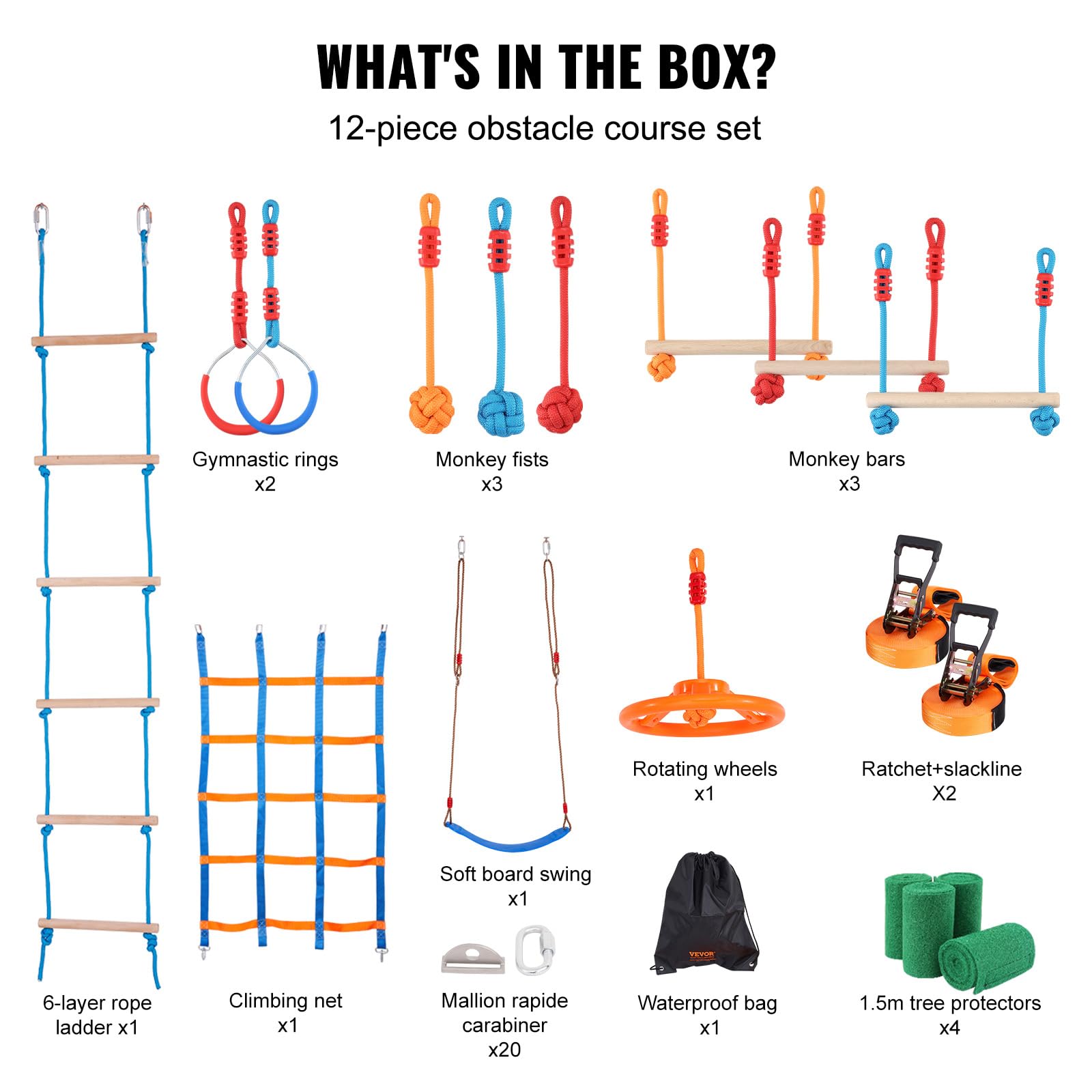 Mua VEVOR Warrior Obstacle Course for Kids, 56FT Slackline with Gym ...