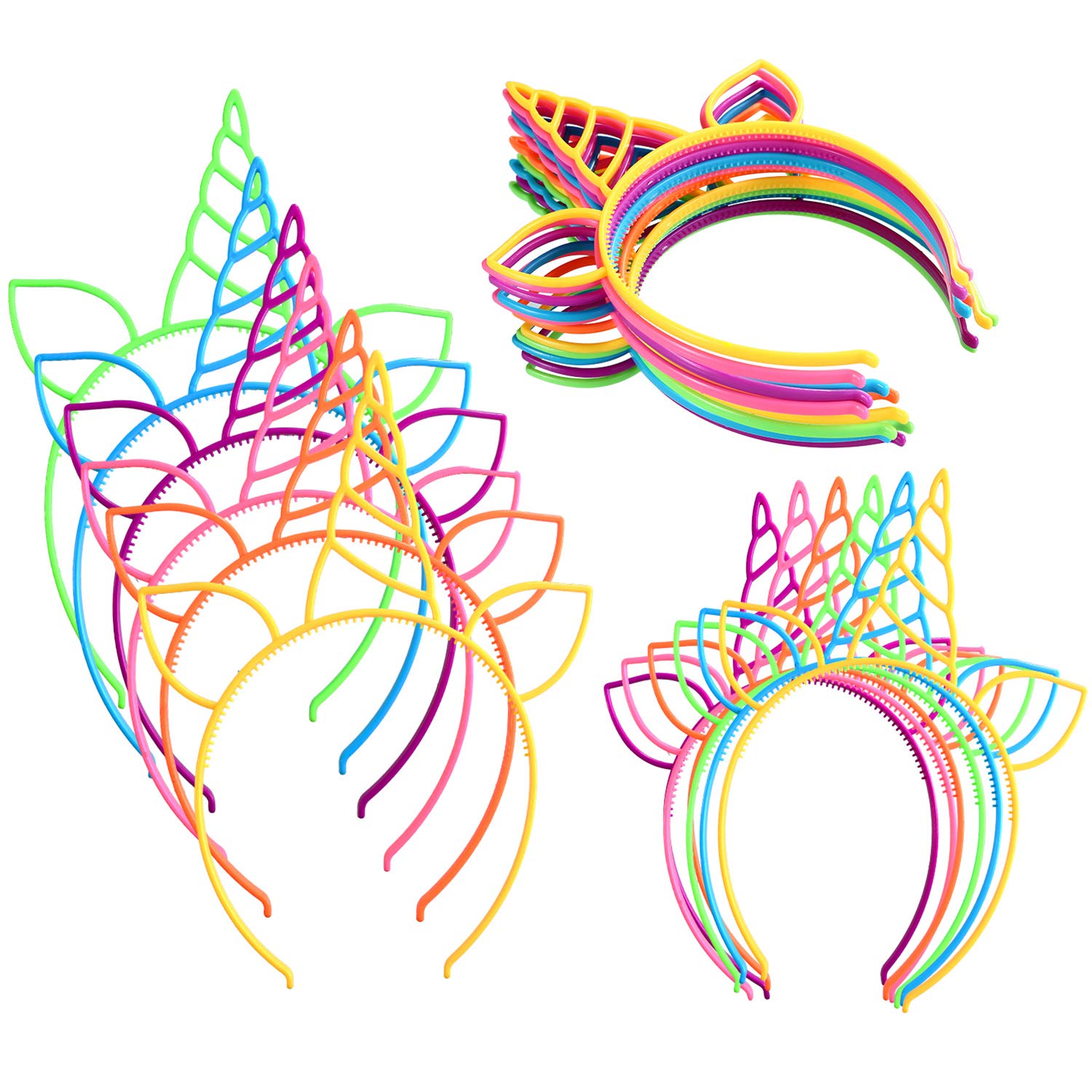 Amazon.com : Unicorn Horn Headbands - 12-Pack Magical Stretch Headbands ...