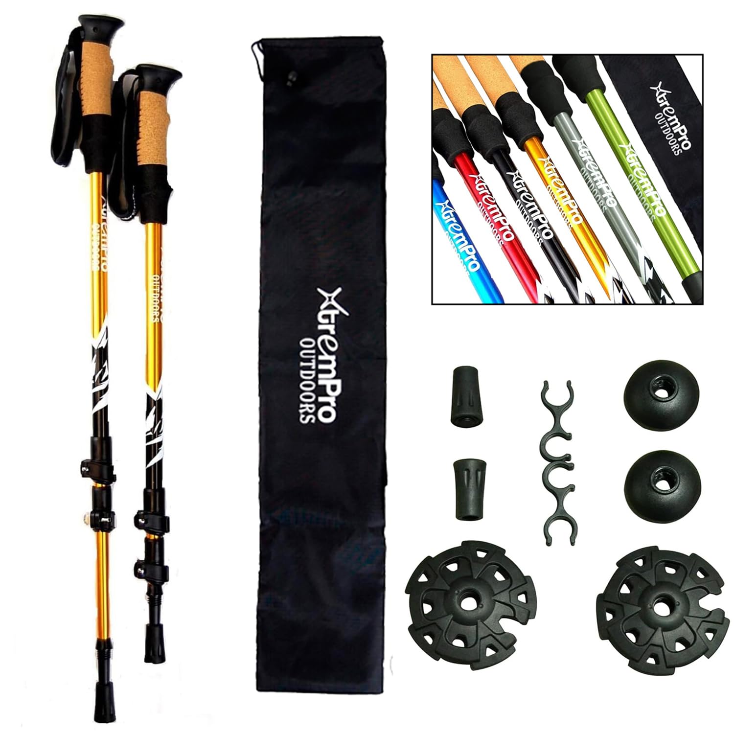Xtrempro 2 Pcs Trekking Poles,Collapsible Lightweight 7075 Aluminum ...