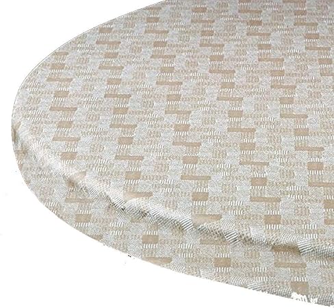 Elastic Edge Round Fitted Vinyl Tablecloth fit 36" to 44" Tan ...