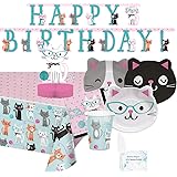 Amazon.com: Cat Birthday Party Supplies Set, Kitten Disposable ...