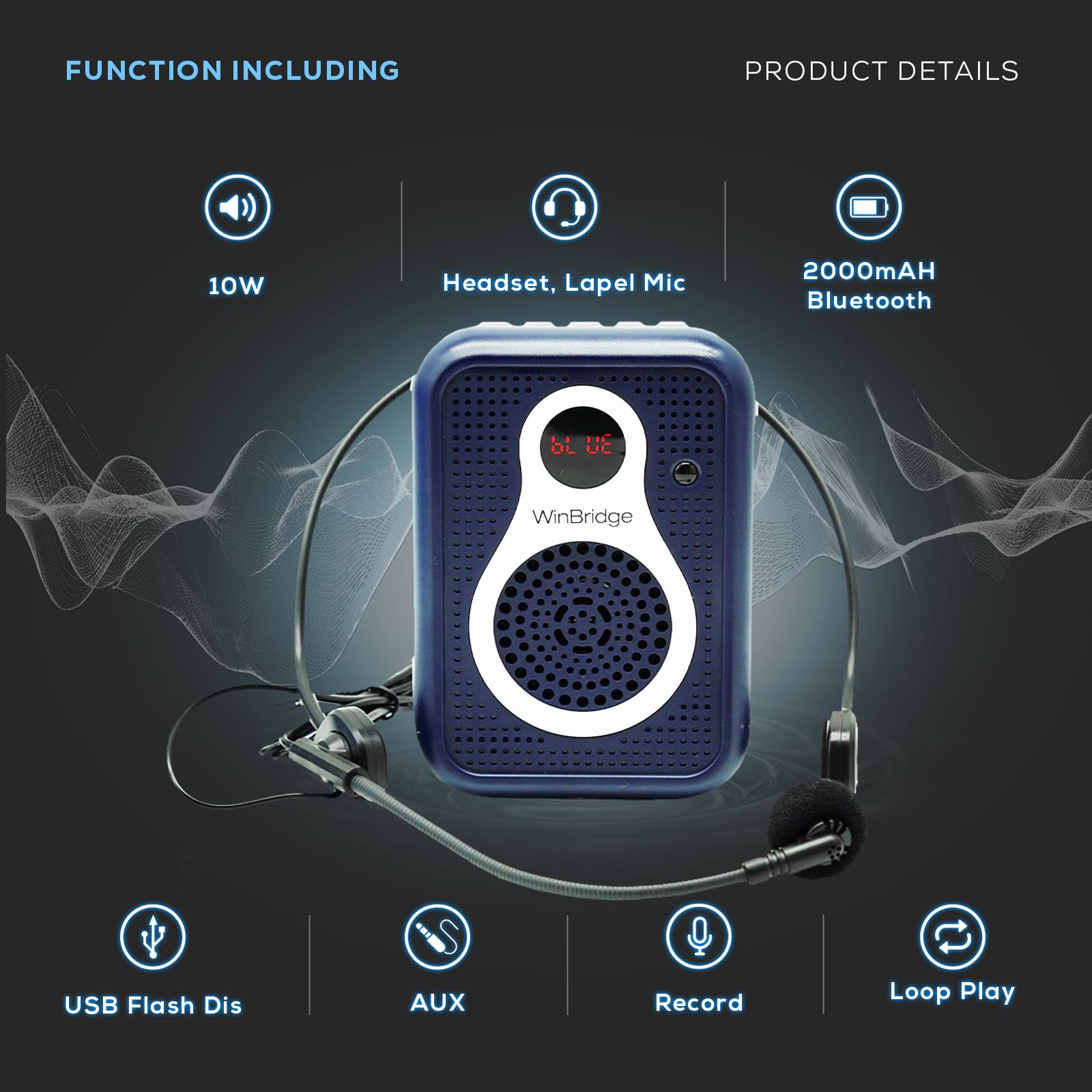 Mua W WINBRIDGE Voice Amplifier with Lapel Microphone and Headset ...