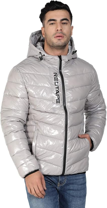 Red Tape Men Glossy Grey Jacket: Amazon.in: Clothing & Accessories