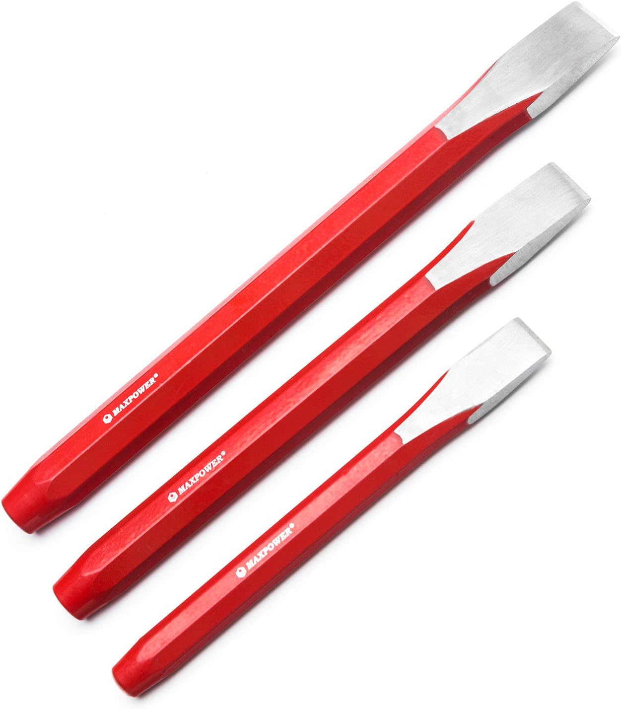 MAXPOWER 3-Piece Heavy Duty Cold Chisel Set, All Purpose Octagonal ...