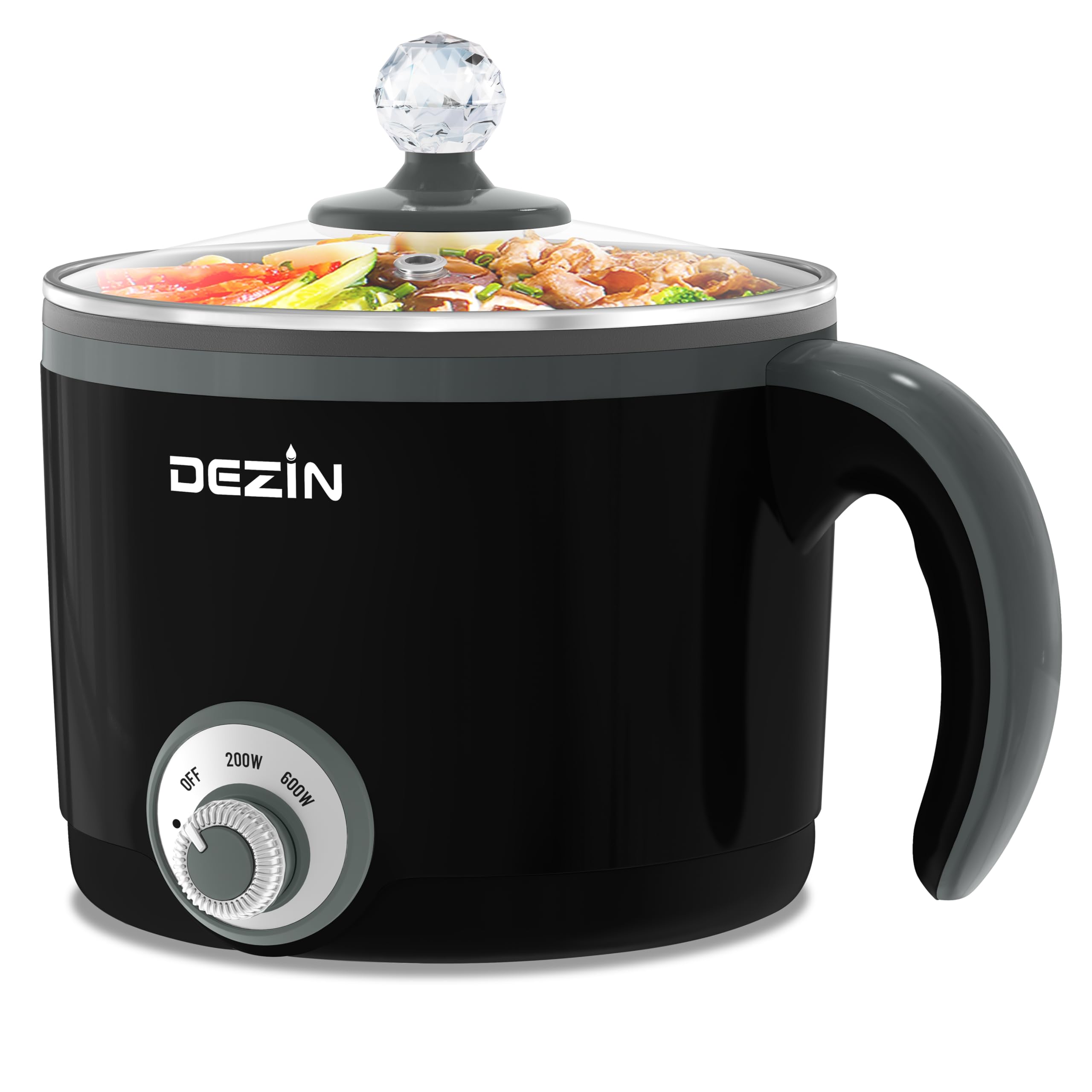 Dezin Hot Pot Electric, 1.5L Rapid Noodles Cooker, Non-Stick Electric ...