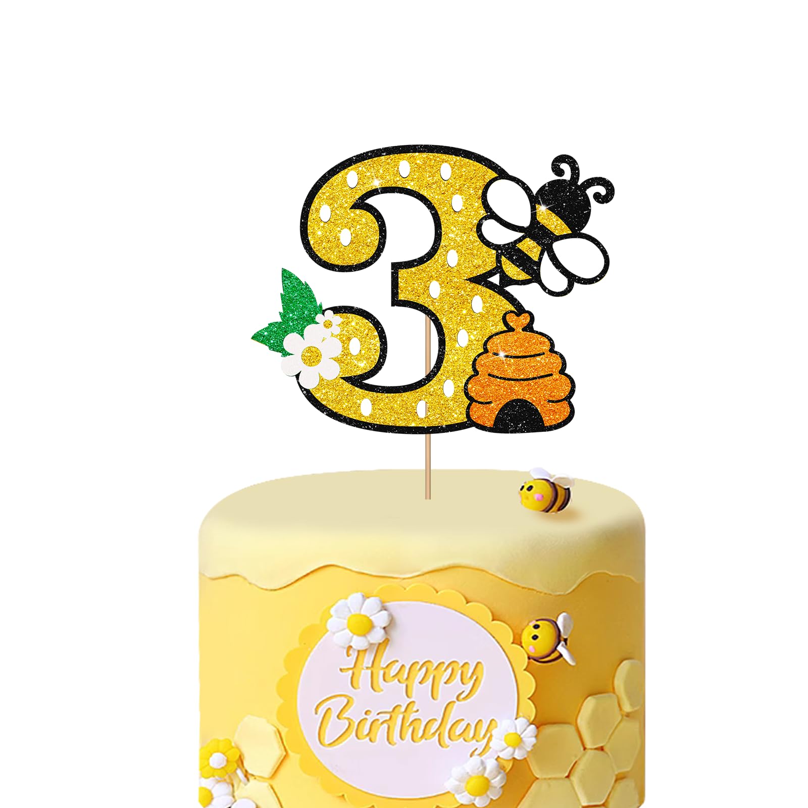 Mua Bumble Bee 3rd Birthday Cake Topper, Gold Glitter Bee Three Years ...