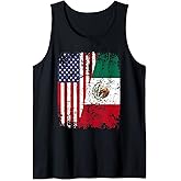 Amazon.com: MEXICAN ROOTS | Half American Flag | MEXICO Tank Top ...