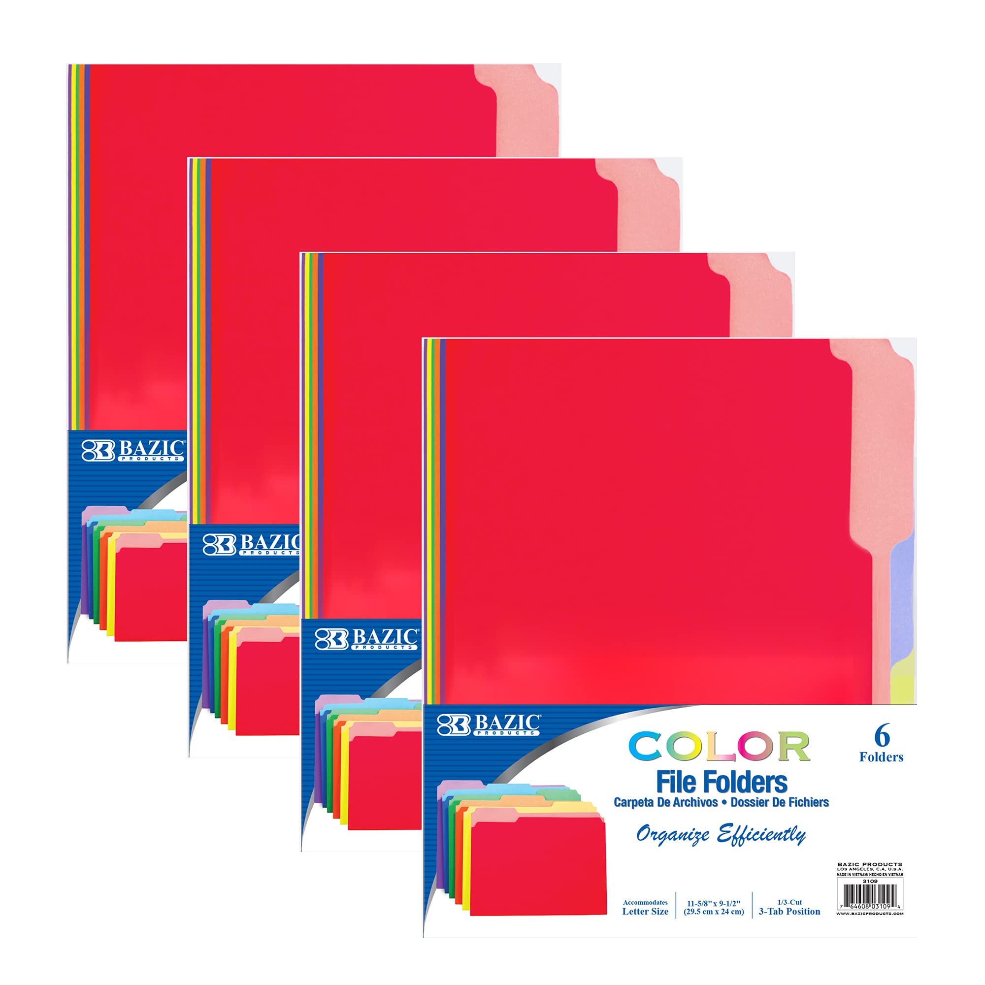 Mua BAZIC Manila File Folder 1/3 Cut Letter Size, Assorted Color Left ...