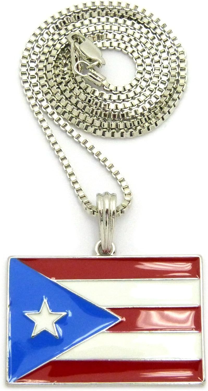 Fashion 21 Puerto Rico Flag Pendant 24" Various Chain Necklace in ...