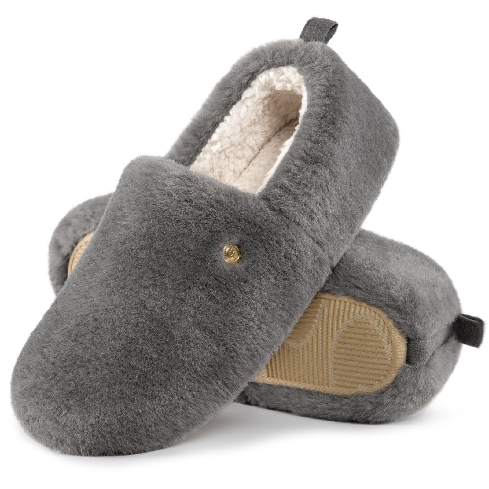 EverFoams Women's Closed Back Slippers Fuzzy Faux Wool Soft Lightweight ...