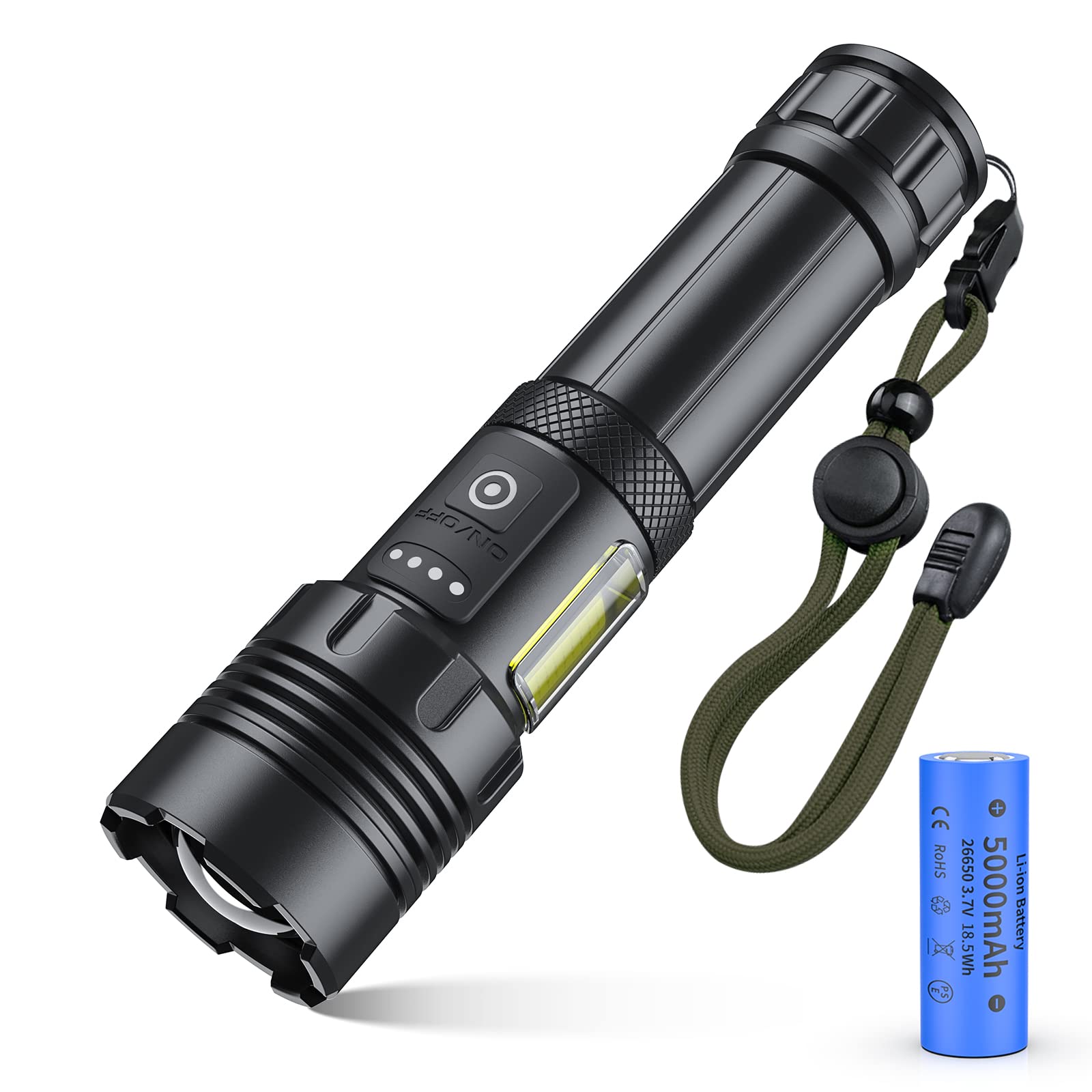 Mua Super Bright XHP160 LED Flashlight, Powerful, Disaster Prevention, Rechargeable, Battery ...