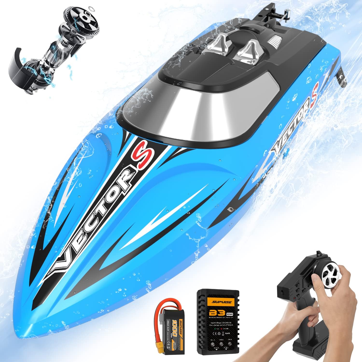 VOLANTEXRC Brushless RC Boats for Adults, 30+MPH 17.7" High Speed ...