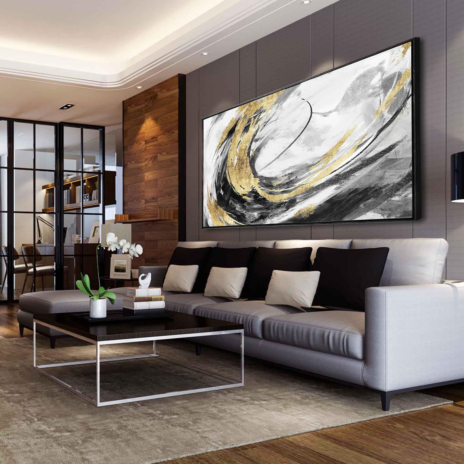 Gold Living Room Decor Abstract Art Wall Decor Large Posters Prints ...