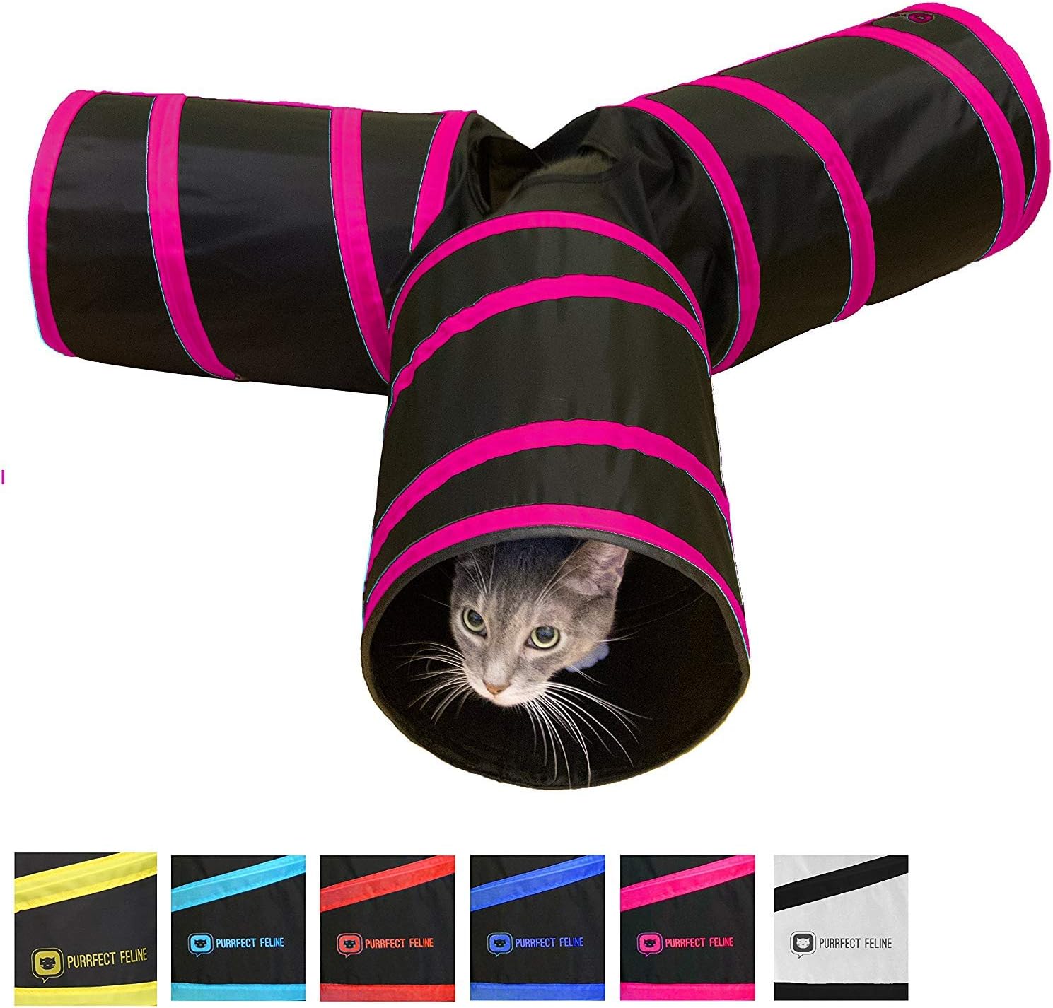 Purrfect Feline New Cat tunnel Design, Collapsible 4-way Cat Tunnel Toy ...