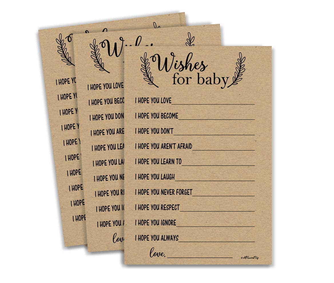 Buy 50 Kraft Rustic Wishes For Baby Cards Baby Shower Gender 