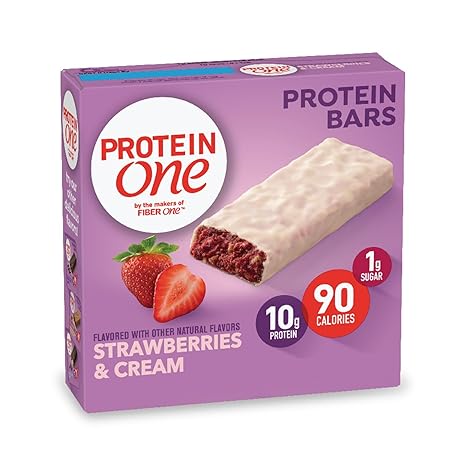 Protein One 90 Calorie Strawberries & Cream Protein Bars, 5 Count, 4.8 ...