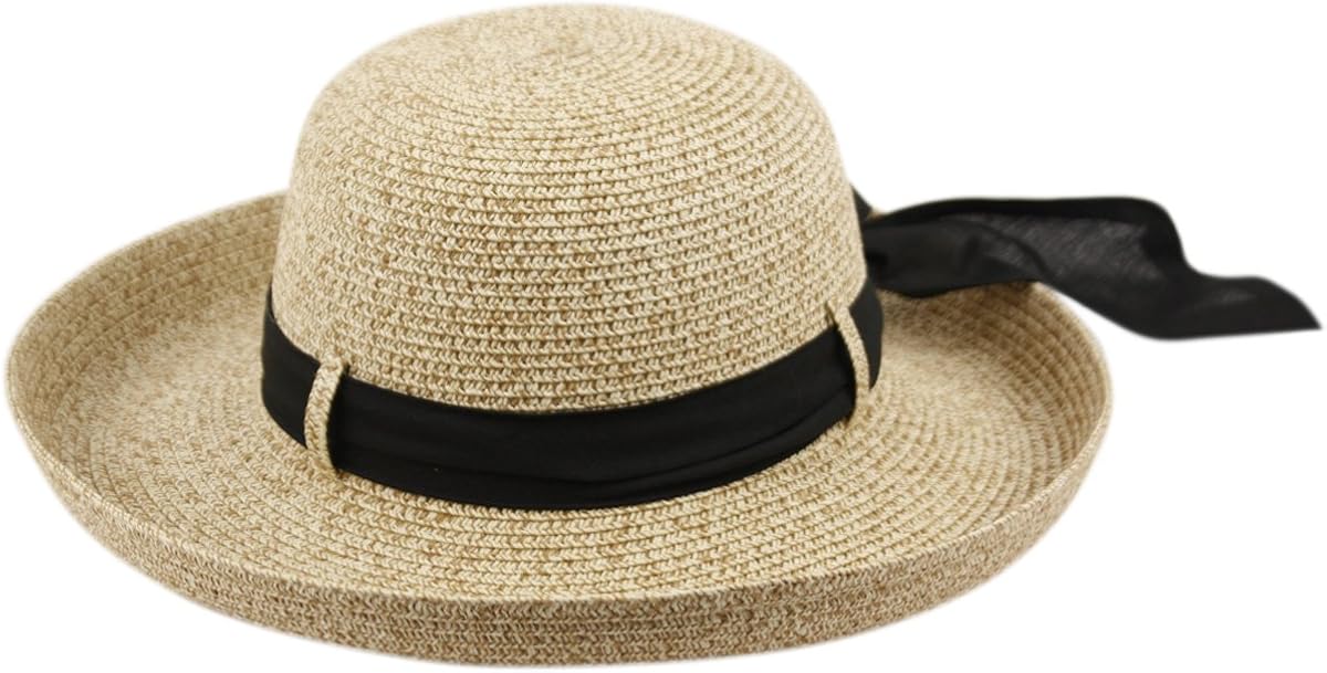 Derby Up-Brim Wheat Braid Straw Hat w/Bow (Natural) at Amazon Women’s ...