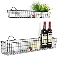 Amazon.com: MyGift Country Rustic Wall Mounted Black Metal Wire Storage ...