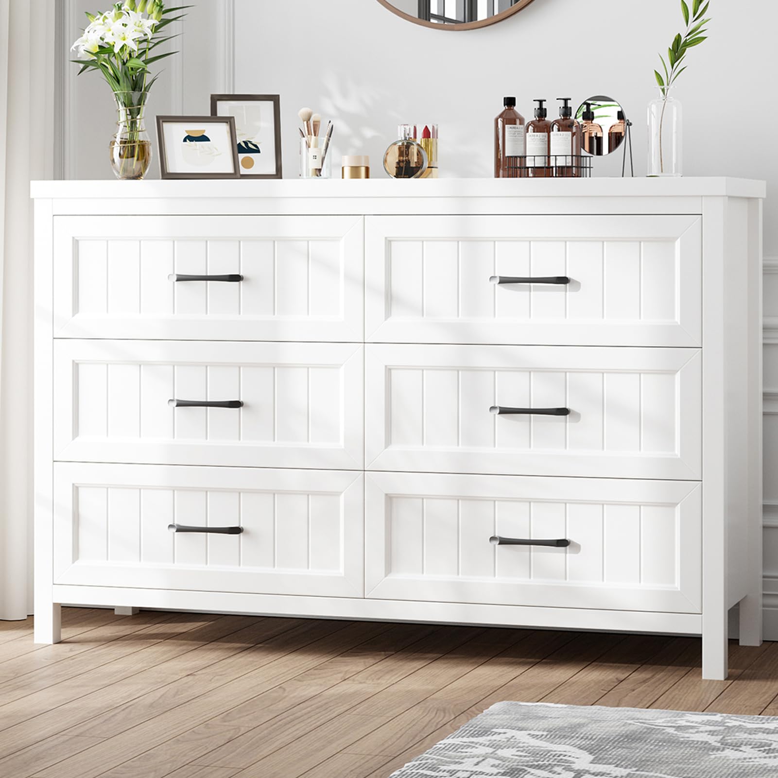 Jocoevol 6 Drawer Dresser for Bedroom, Farmhouse Dresser with Deep ...