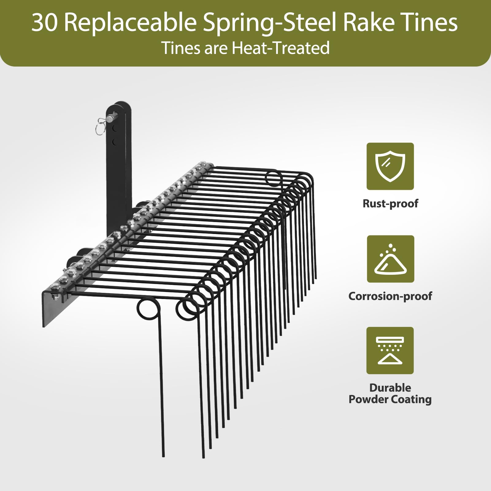 Mua GAOMON 72 Inch Pine Straw Rake, 30 Coil Spring Tines Durable Powder ...