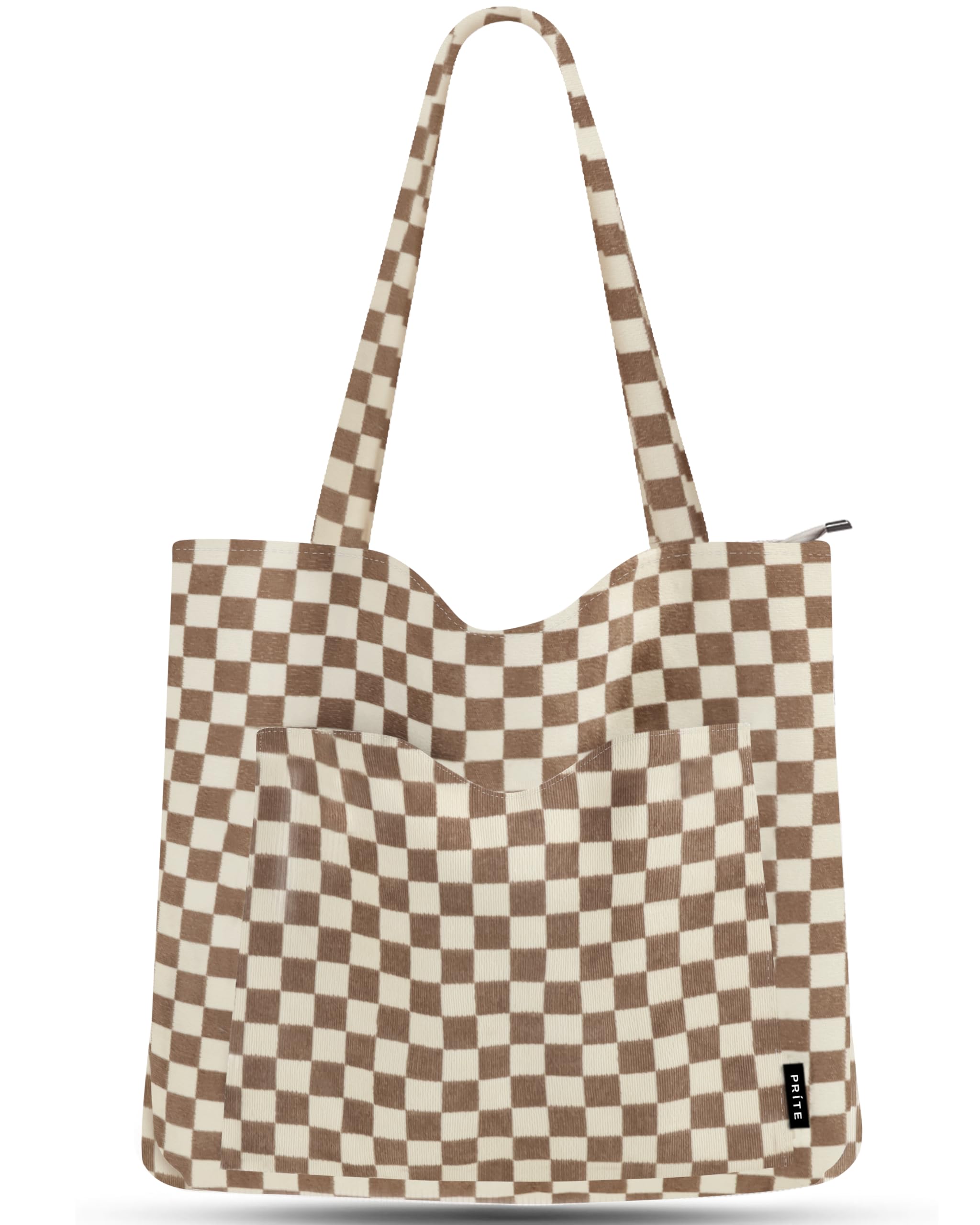 Prite Corduroy Tote Bag for Women Large Shoulder Bag with Zipper and ...