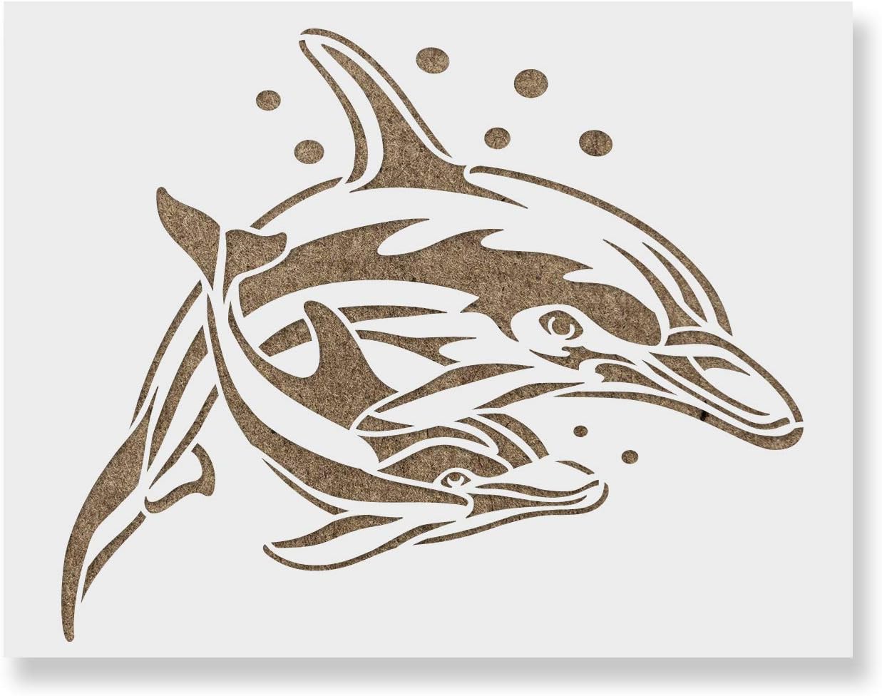 Amazon.com: Dolphins Stencil Template for Walls and Crafts - Reusable ...