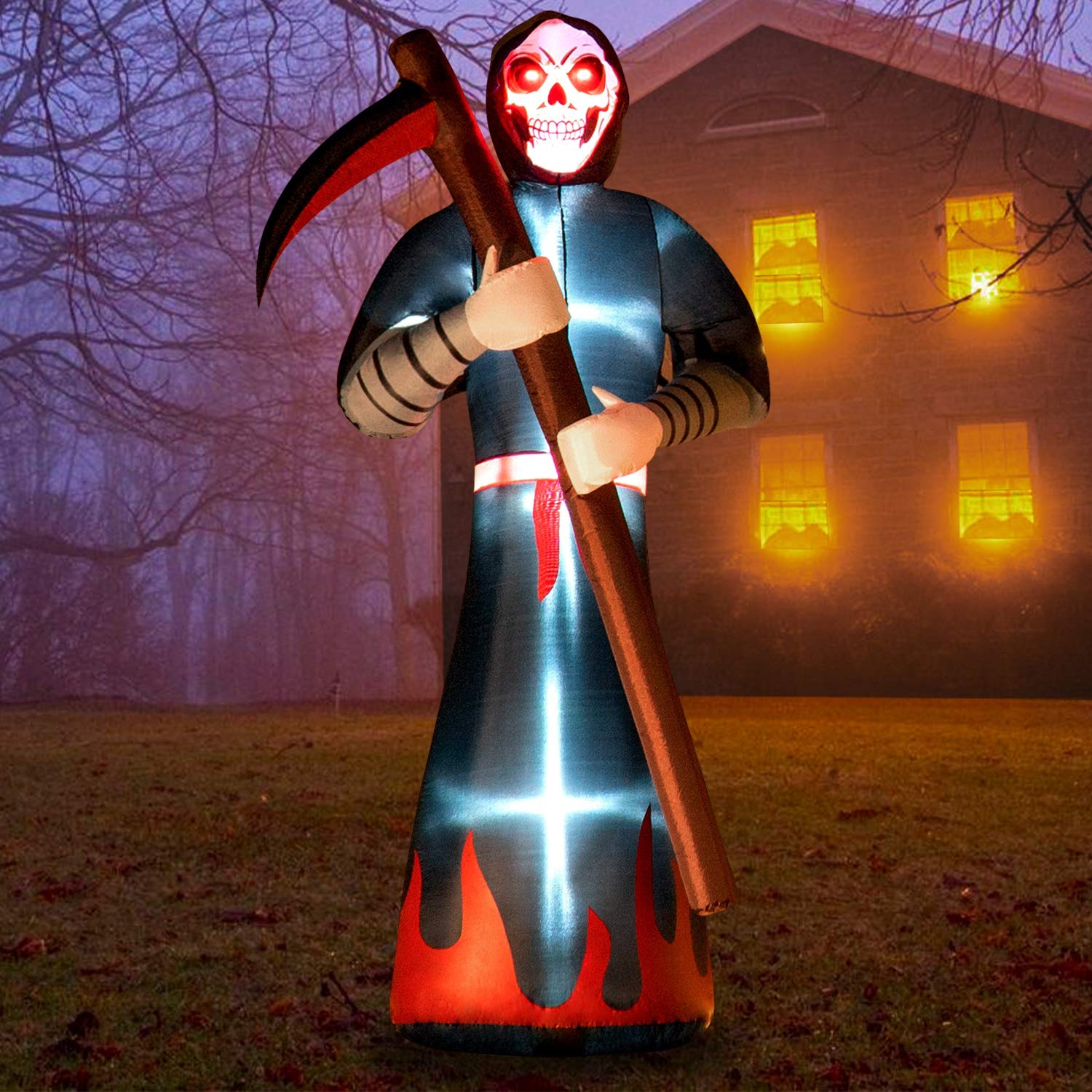Buy Rocinha Halloween Inflatables Grim Reaper with Glowing Red Eyes ...