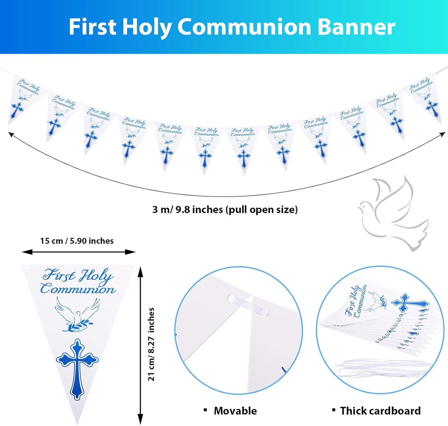Gejoy First Communion Decorations Set, Includes 20 Pieces First Holy ...