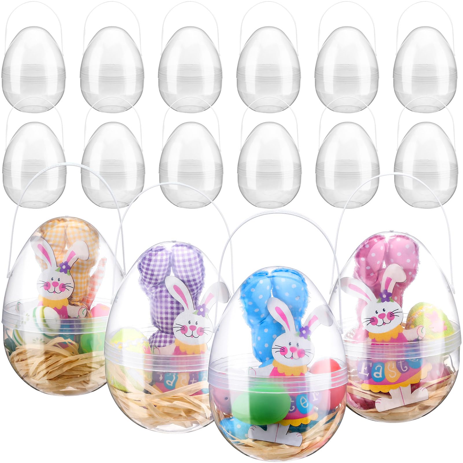 Gemscream 12 Pcs Easter Transparent Jumbo Plastic Easter Eggs 8 Inches ...