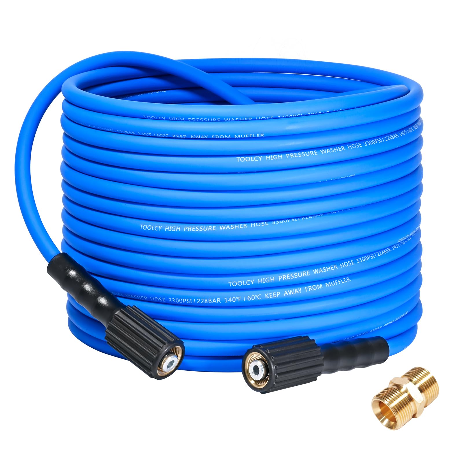 TOOLCY Super Flexible Pressure Washer Hose 50ft, 3300 PSI, 1/4 Inch ...