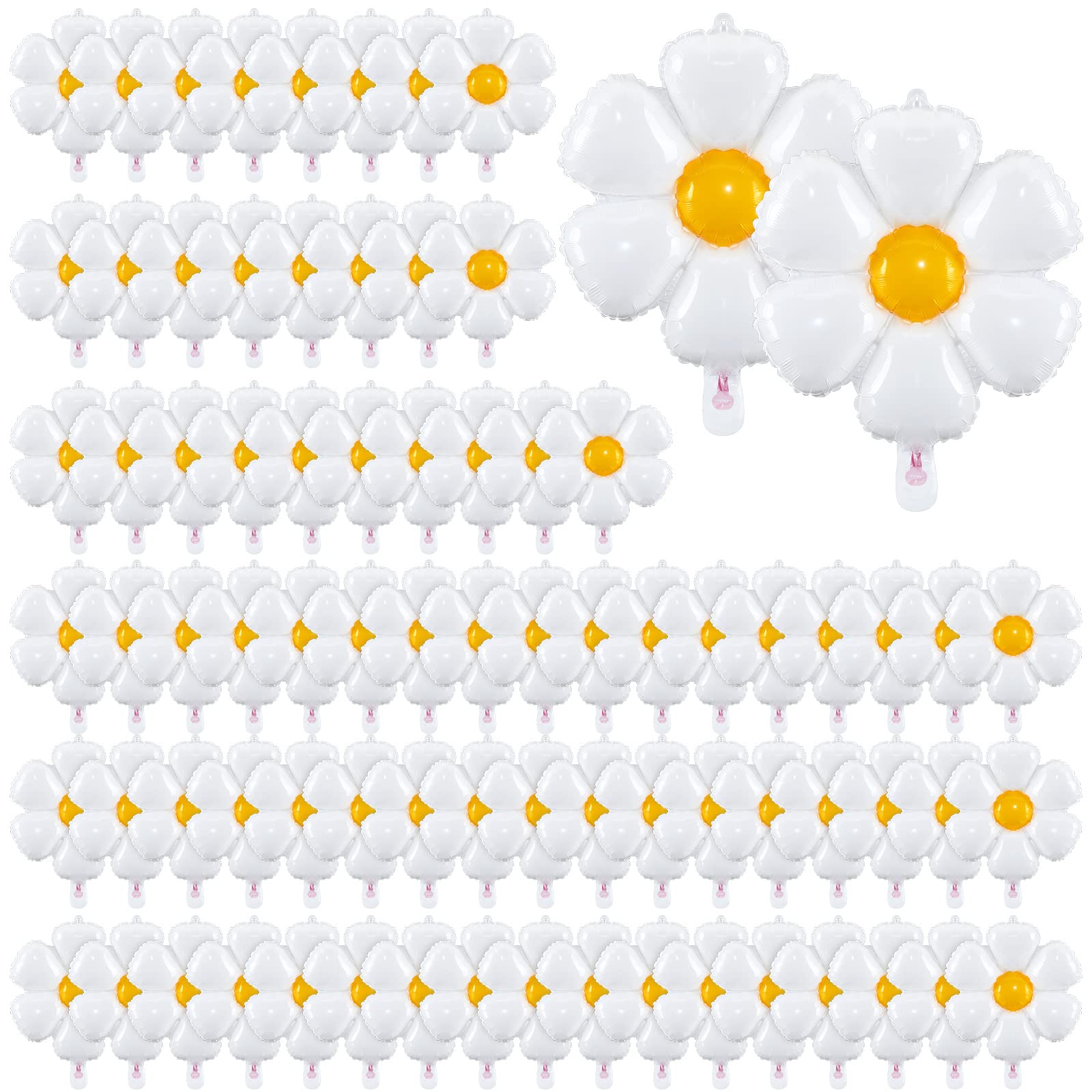 Jerify 100 Pcs 20 Inch Daisy Balloons Small White Flower Balloons ...